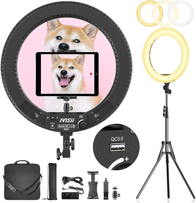 Amazon.com : 18 inch Ring Light with Stand,60W Bi-Color 3000-5800K ...