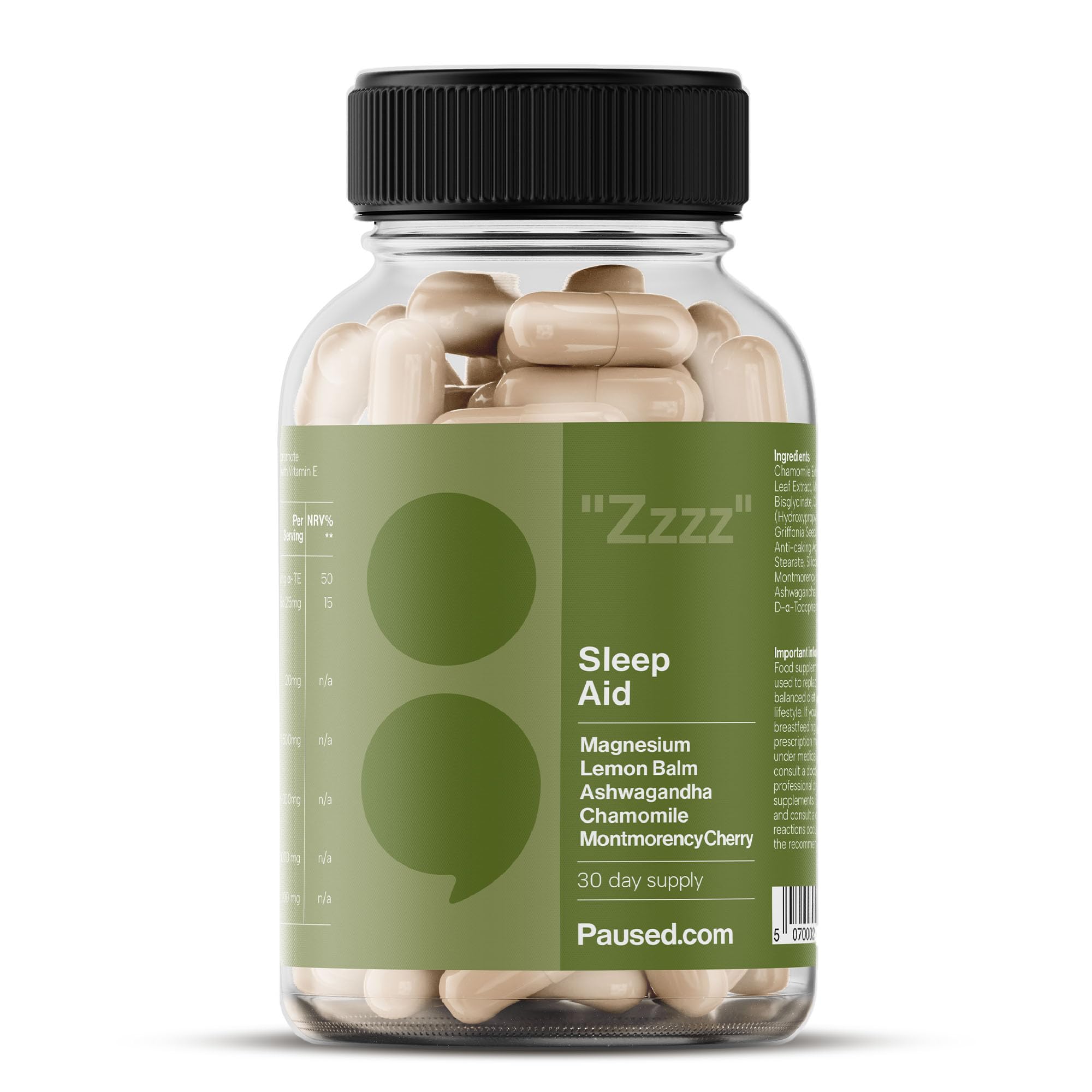 Paused Sleep Aid Supplement - 60 Capsules | 1 Month Supply Sleep ...