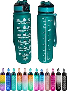 Amazon.com: 32 oz Water Bottles with Times to Drink and Straw, Motivational Water Bottle with ...