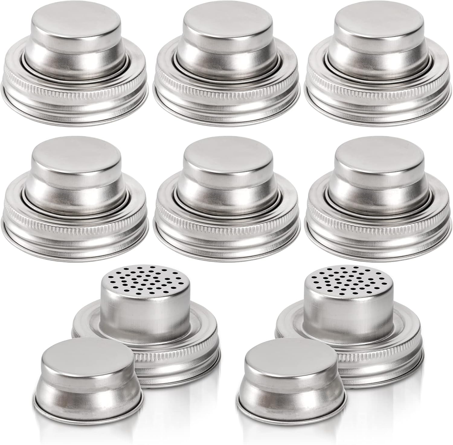 Lyellfe 8 Pack Mason Jar Shaker Lids, Stainless Steel Shaker Lids for ...