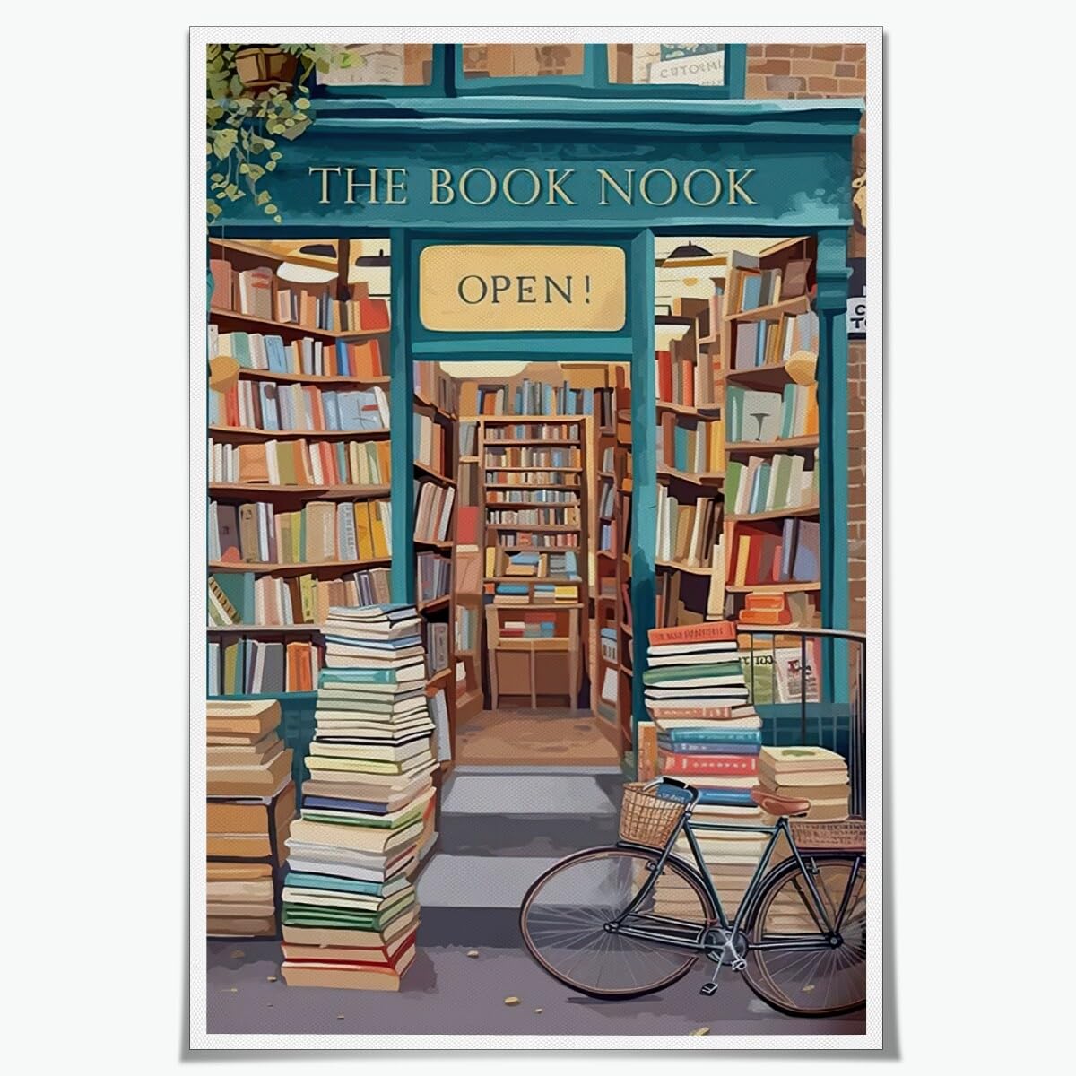 Amazon.com: WLZWD Vintage Book Store Poster Book Shop Canvas Print Book ...