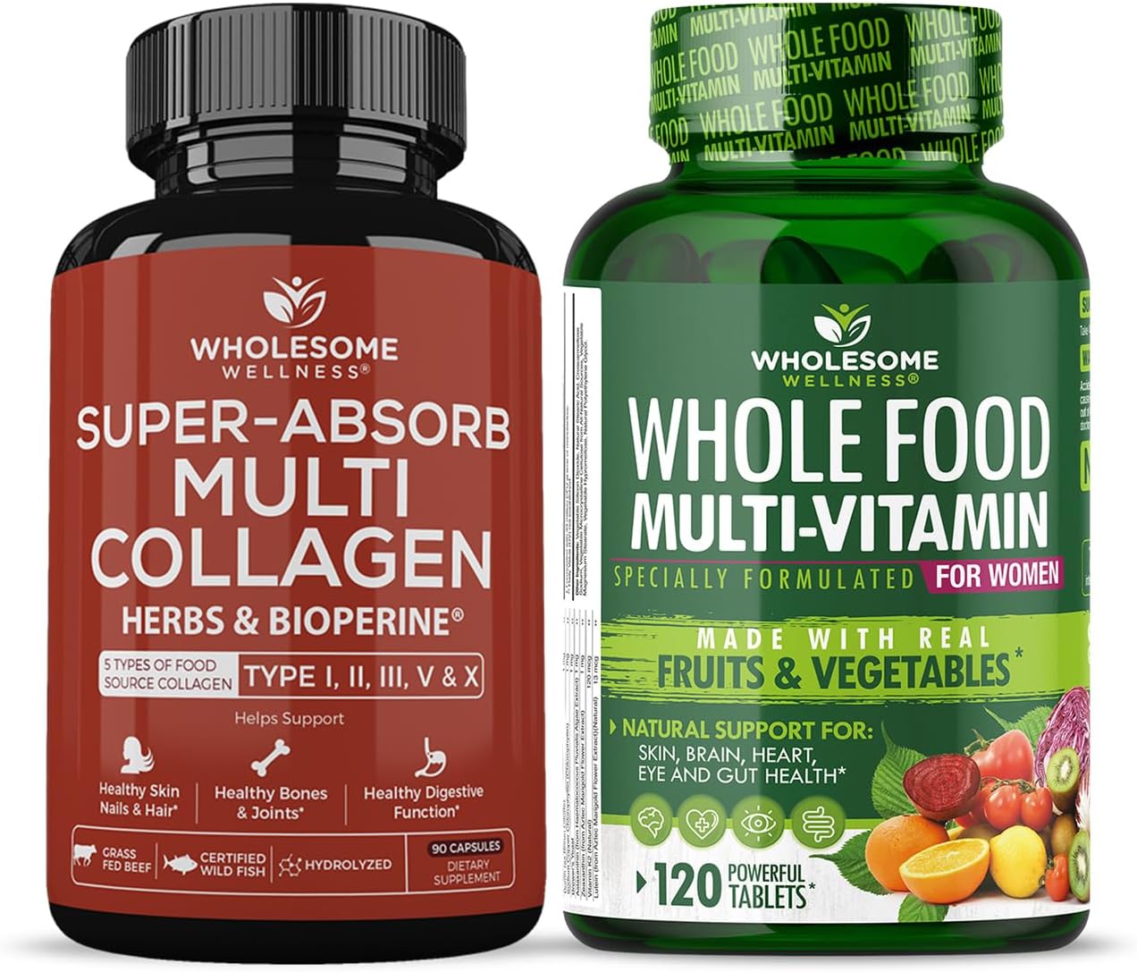 Amazon.com: Wholesome Wellness Super-Absorb Multi Collagen Pills (Type ...