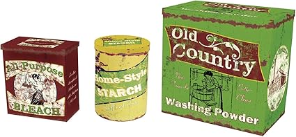 Amazon.com: Vintage Laundry Metal Storage Tins | Rustic Home Decor ...