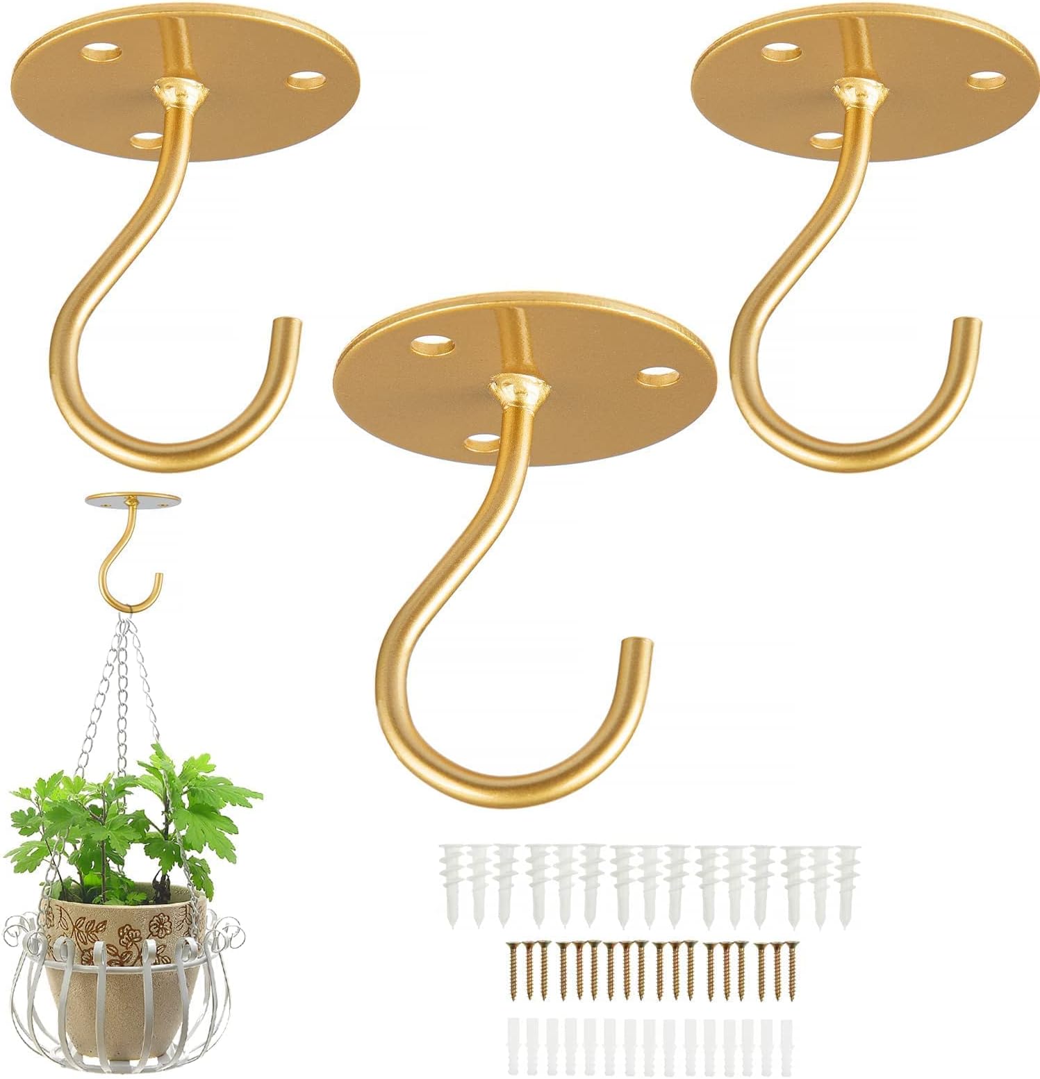 Amazon.com: Ceiling Hooks for Hanging Plants-Metal Heavy Duty Wall ...