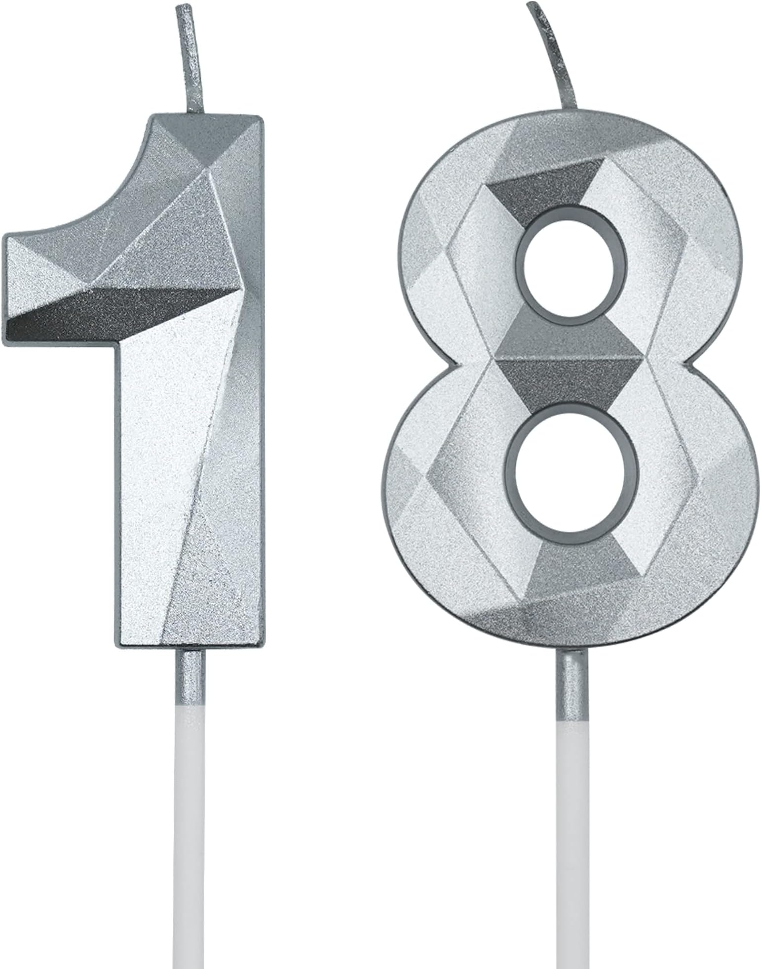 Amazon.com: 18th & 81st Birthday Candles for Cake, Silver Number 18 81 ...
