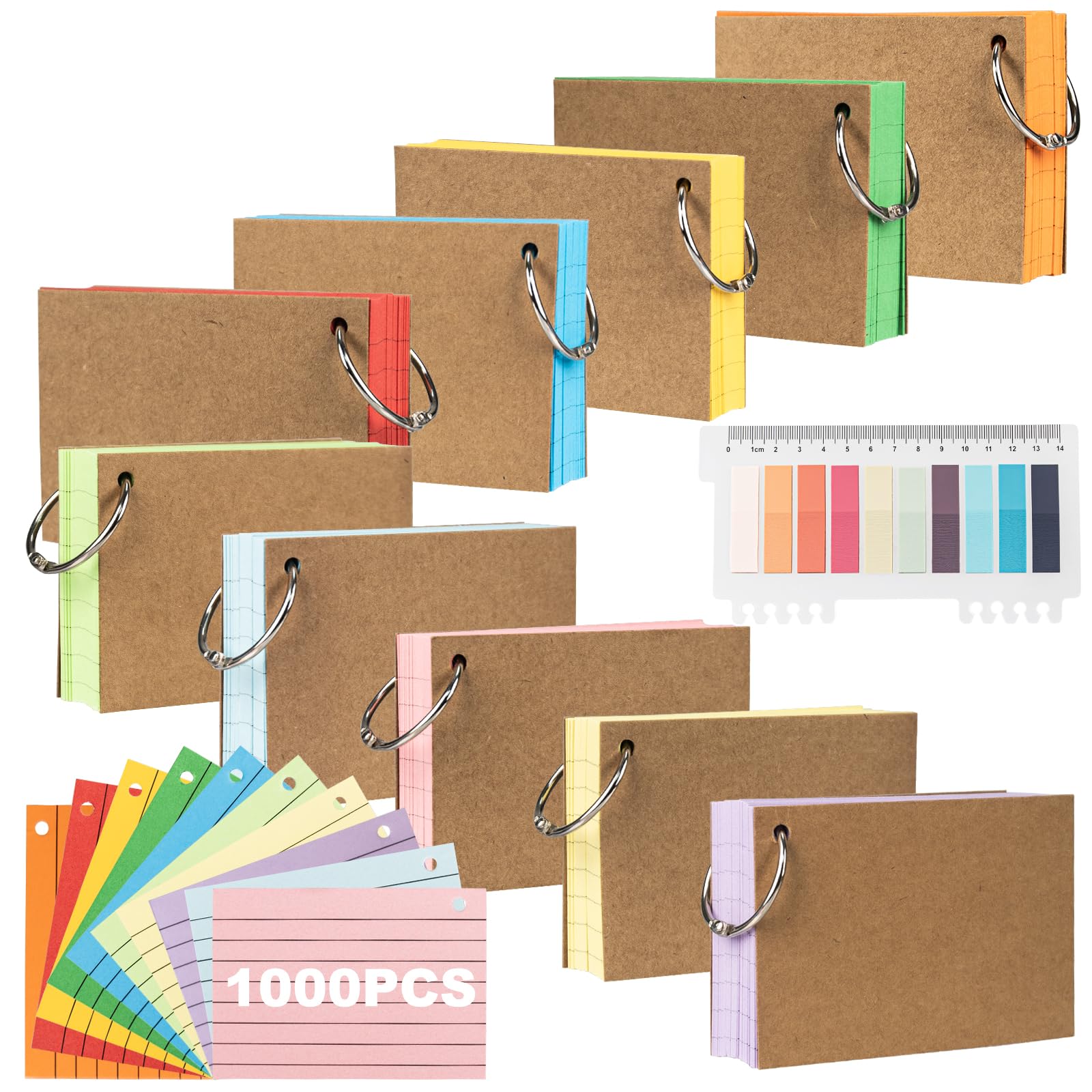 FANTICDE A7 Ruled Index Cards Paper,1000PCS Revision Cards Flash Cards ...