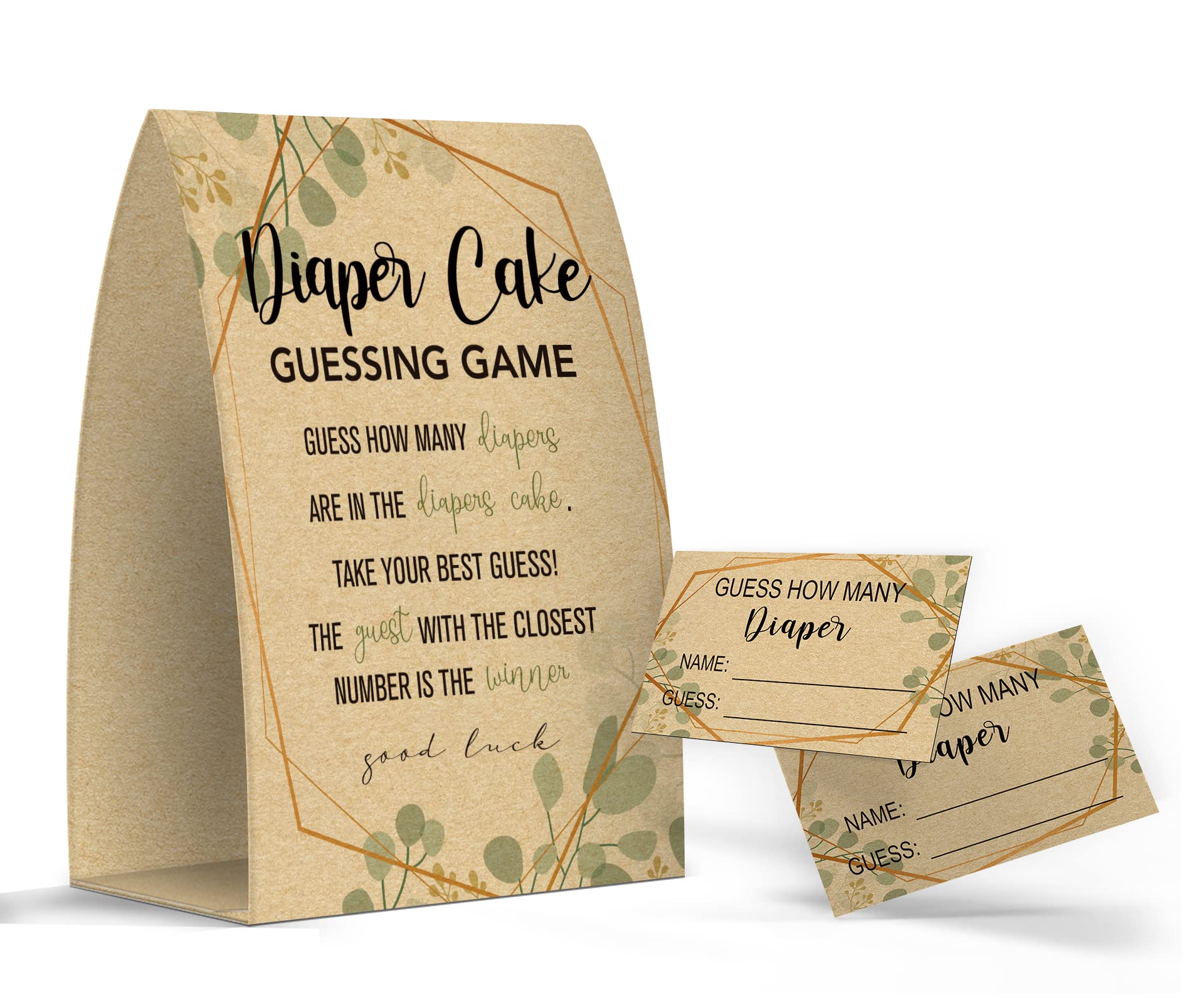 Buy Diaper Cake Kraft Sign, Guess How Many Diapers, Baby Shower Games ...