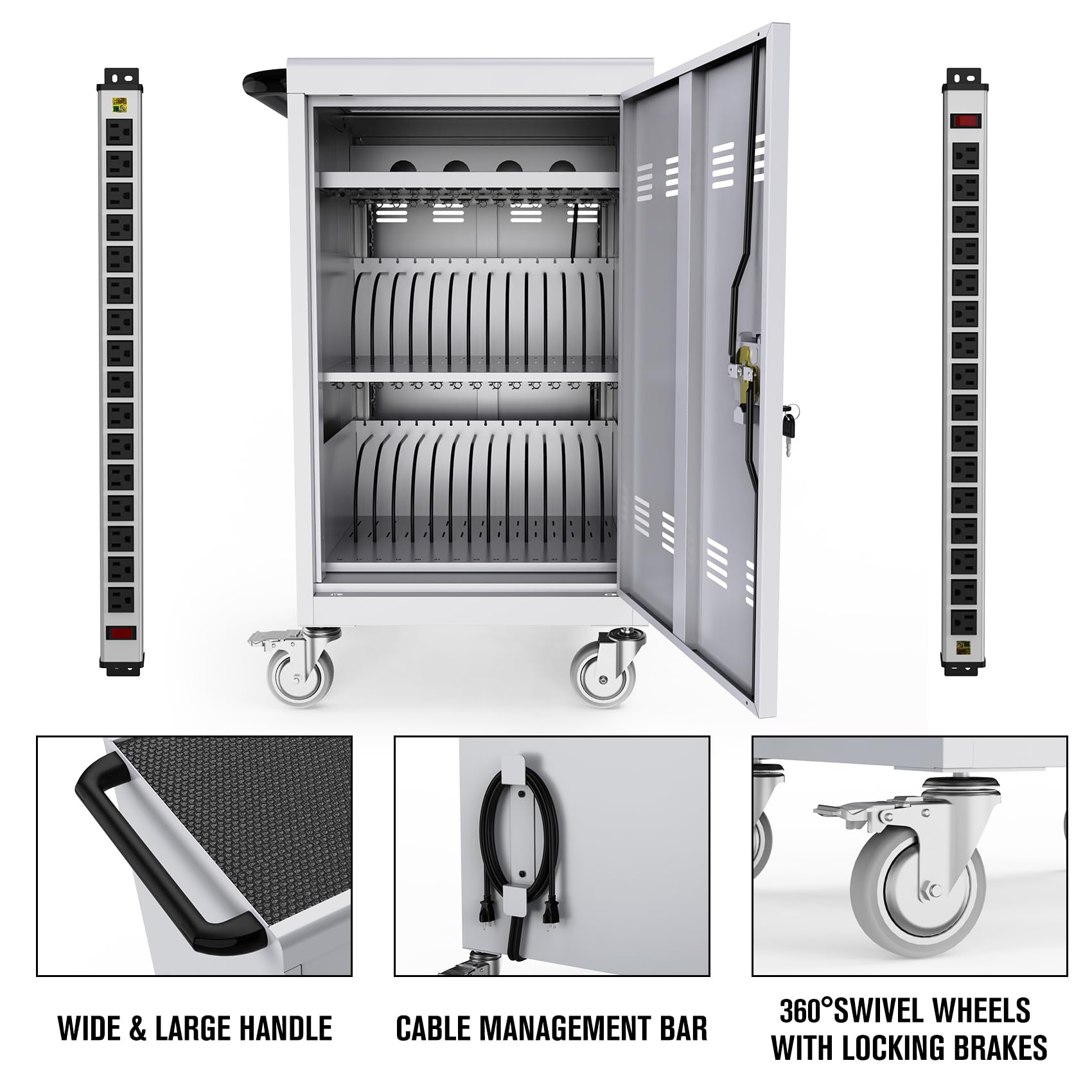 Mobile Locking Laptop Storage Mobile Charging & Storage Cart For 30