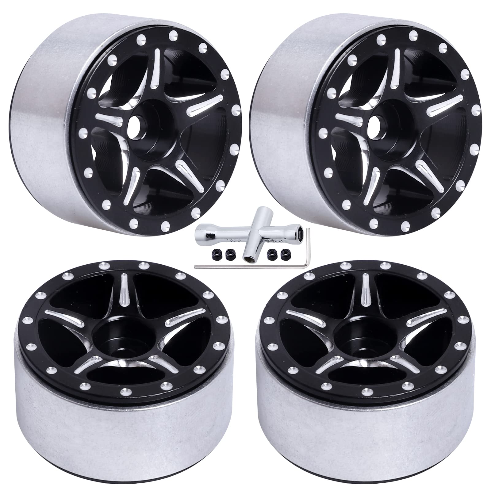 Scx24 Beadlock Wheels 1.0 Beadlock Wheels And Tires(4pcs) For 1:24 1:18 ...