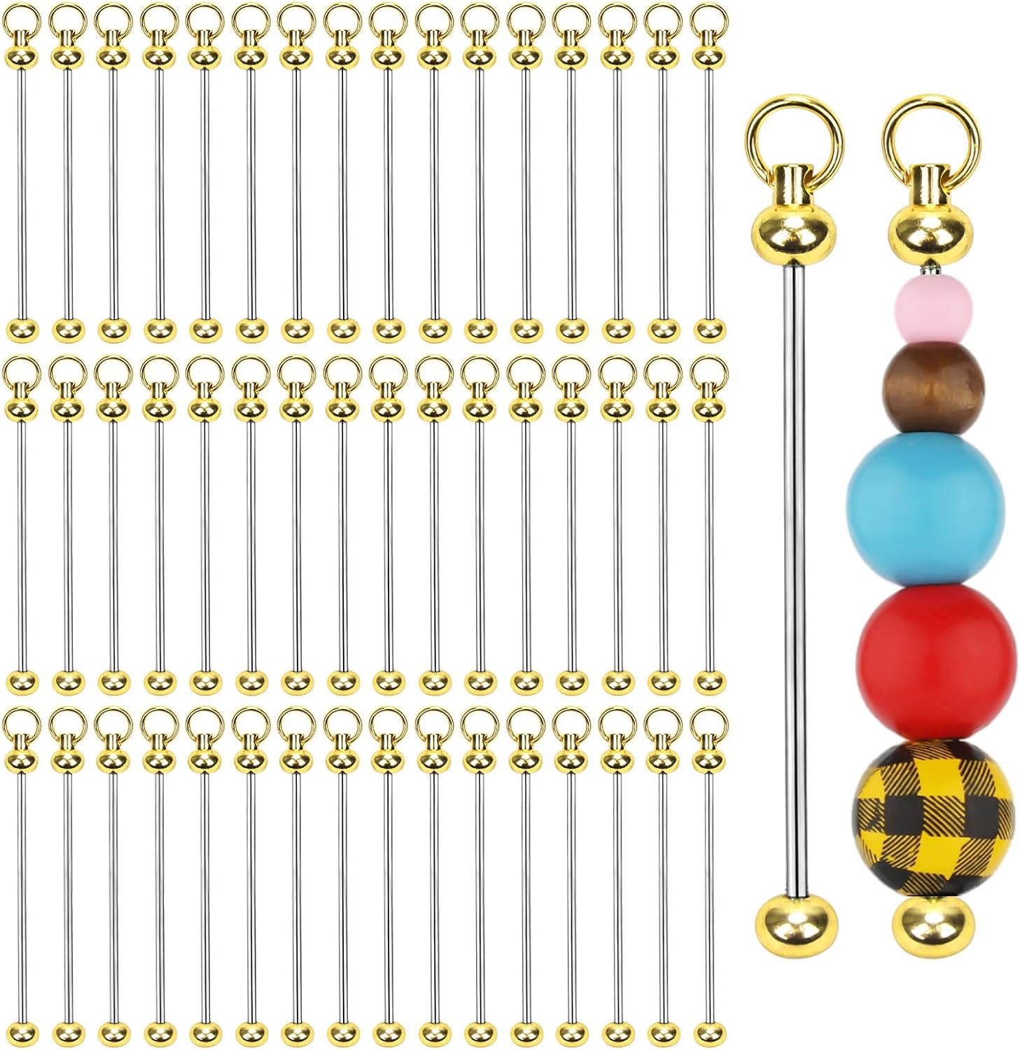 Amazon.com: PEUTIER 50pcs Blank Beadable Keychain Bars, Metal Bead ...