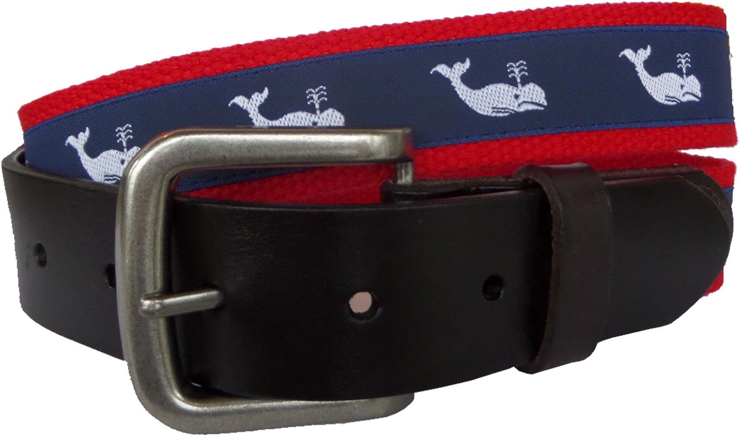 No27 Mens Nautical White Whale Ribbon on Navy Leather Belt, Leather Tab ...