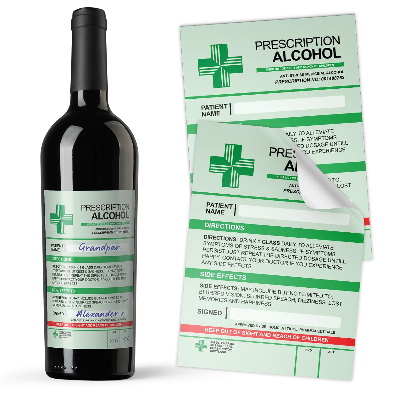 3 X Prescription Alcohol Wine Medical Bottle Gift Funny Drinks Sticker ...