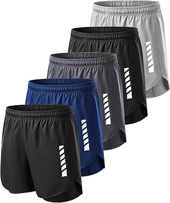 JZCreater Mens Shorts, 2-in-1 Athletic Workout Running Shorts with ...