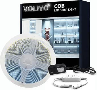 Amazon.com: VOLIVO COB LED Strip Lights 20ft, 6500K White LED Lights ...