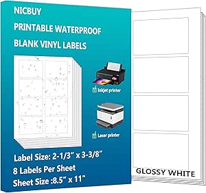 Amazon.com : Printable Name Tag Stickers - Glossy White, 2-1/3" x 3-3/8 ...