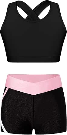 Amazon.com: zdhoor Kids Girls Gymnastics Dance Workout 2 Piece Outfits ...