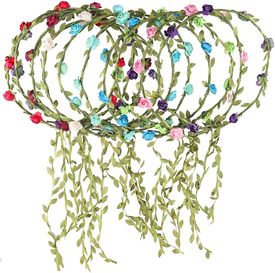 Amazon.com : 6 PCS Flower Crown for Women Girls Flower Headbands Flower ...