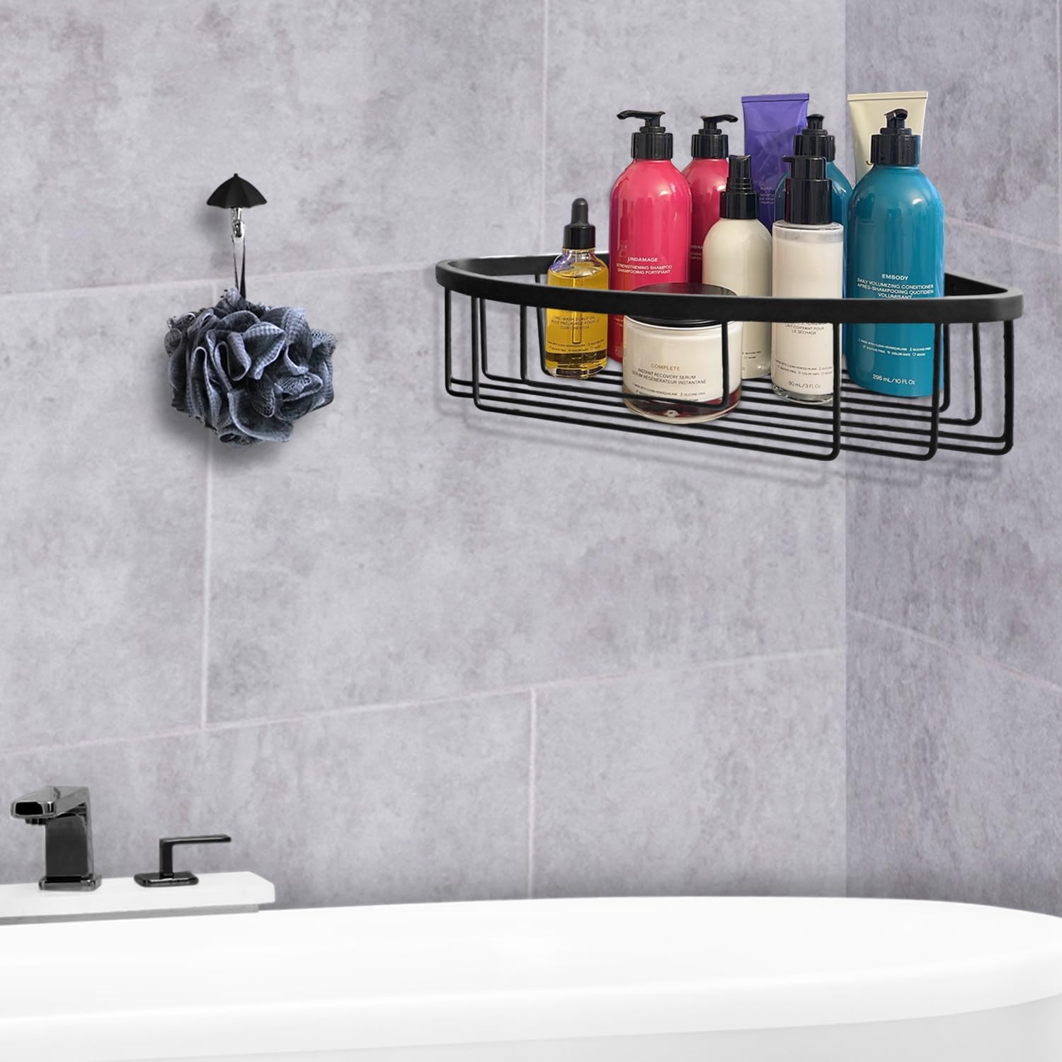 Amazon.com: Stainless Steel Wall Mount Shower Caddy, Single Hook & Bath ...