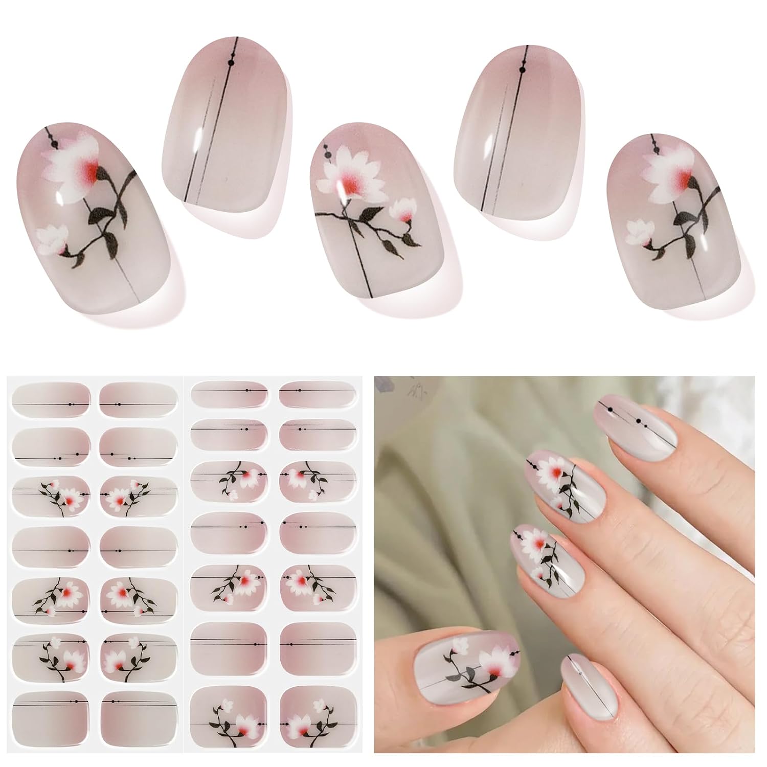 Amazon.com: DUKASOU Semi Cured Gel Nail Strips, Longzhu Yarn | 28 pcs ...