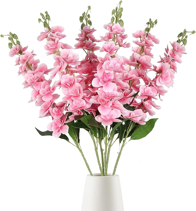 Amazon.com: IPOPU Artificial Snapdragon Flowers,6PCS Pink Delphinium ...