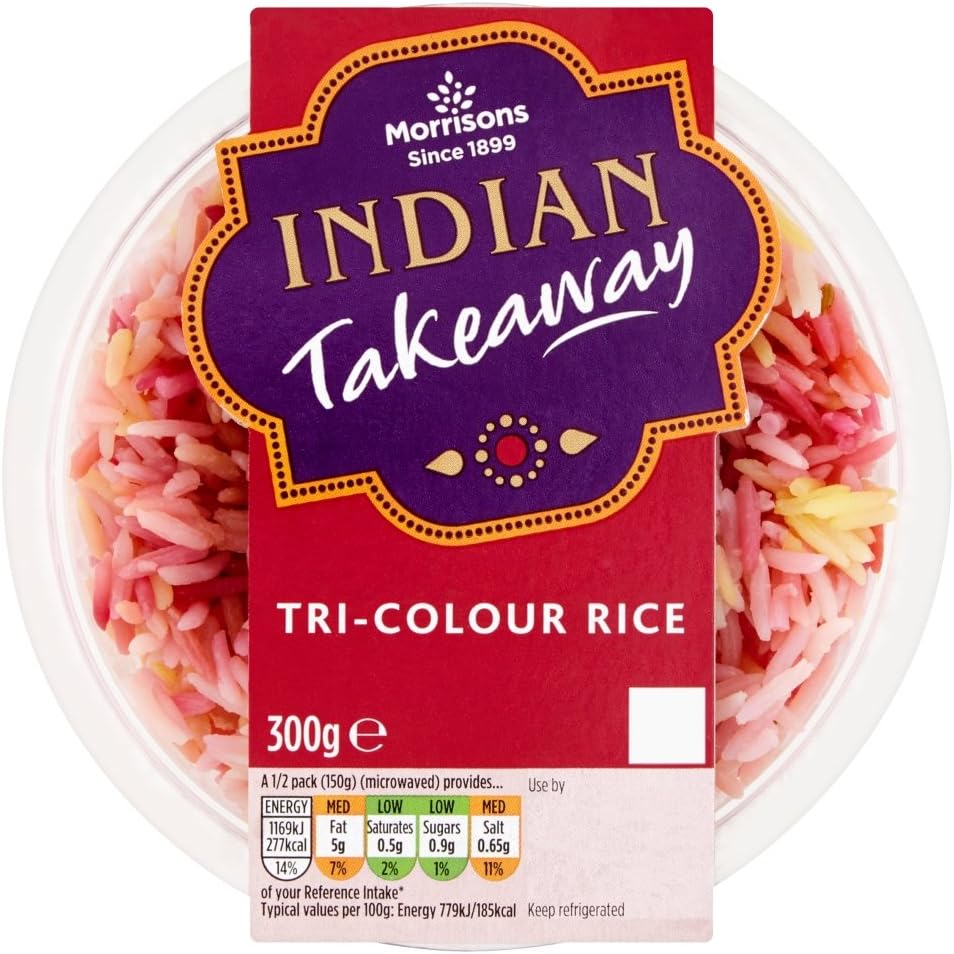Morrisons Indian Takeaway Tri-Colour Rice, 300g : Amazon.co.uk: Grocery