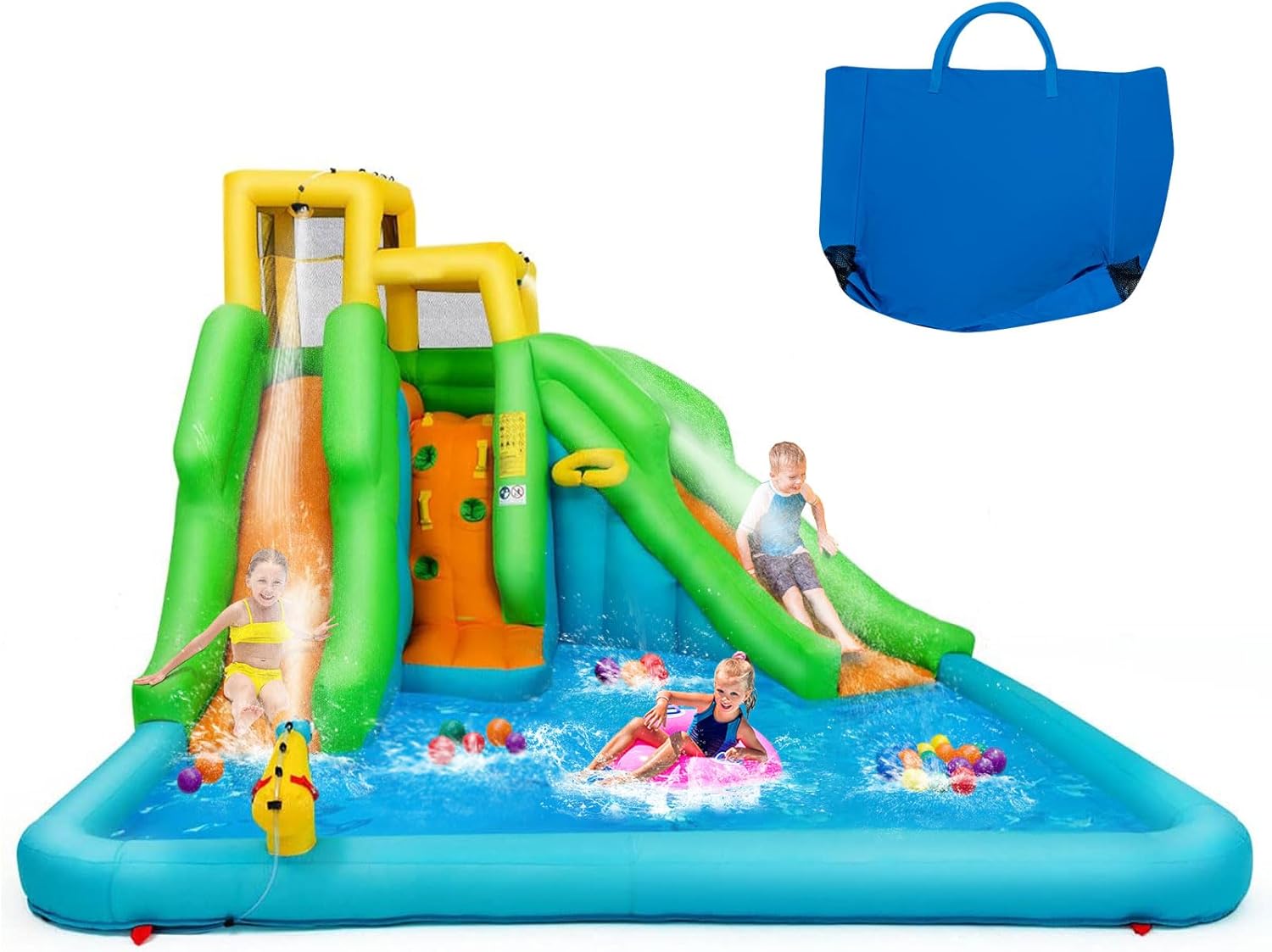 Amazon.com: KOTEK Inflatable Water Slide, 6 in 1 Water Park Waterslide ...