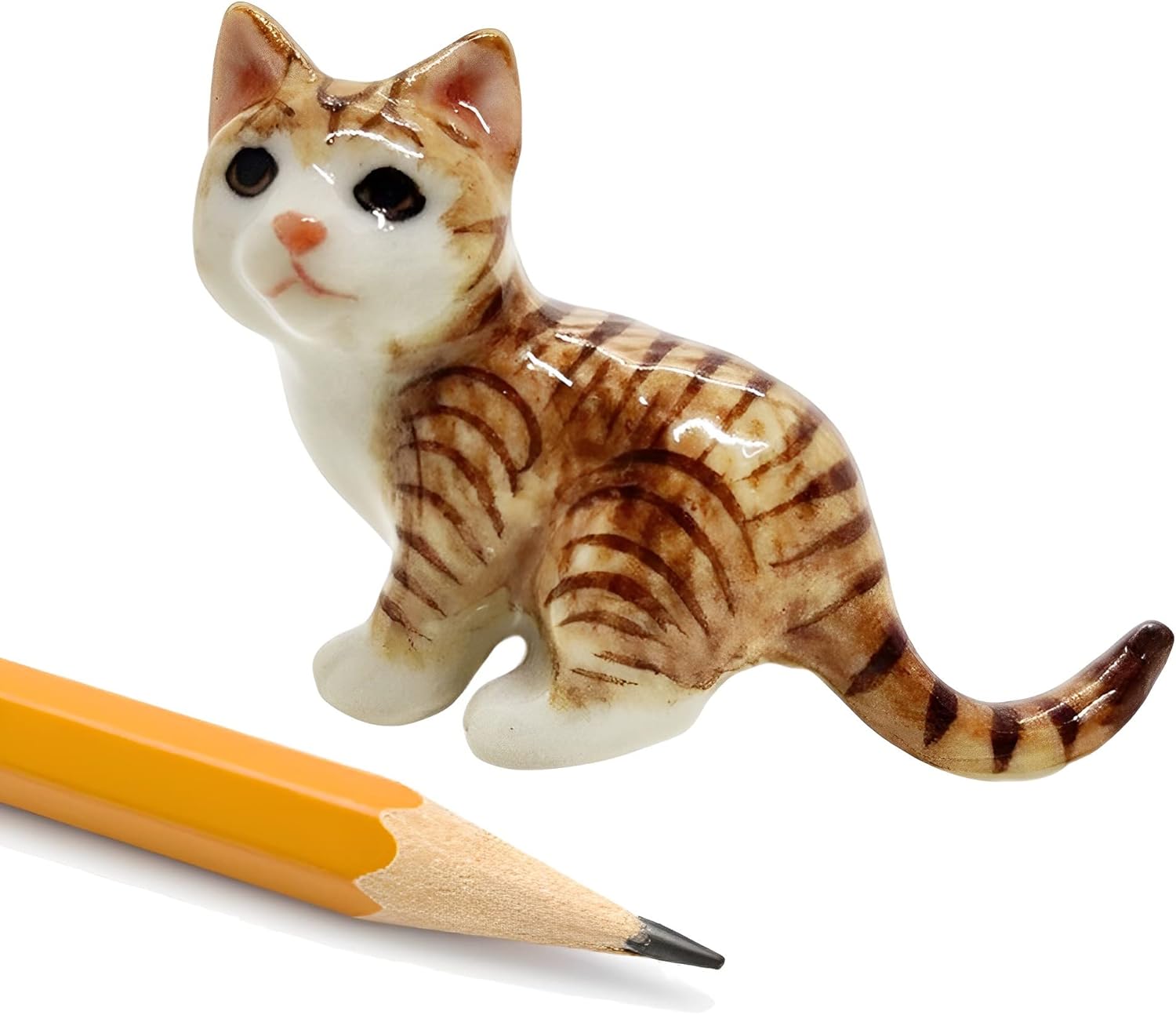 Amazon.com: WitnyStore Tiny 1½" Long Brown White Tabby Shorthair Cat ...