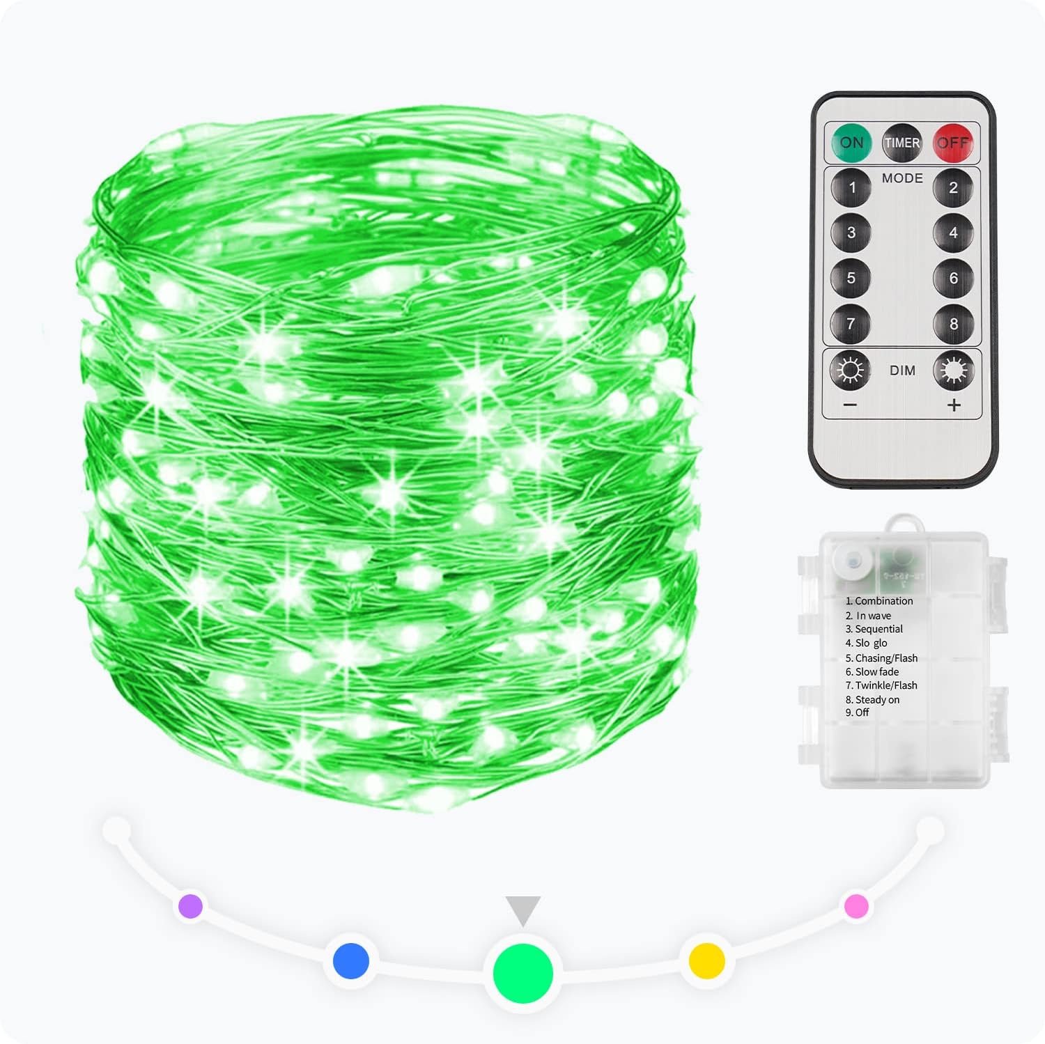 Amazon.com: SUDDUS 33ft 100 LED Outdoor String Lights, Green Fairy ...