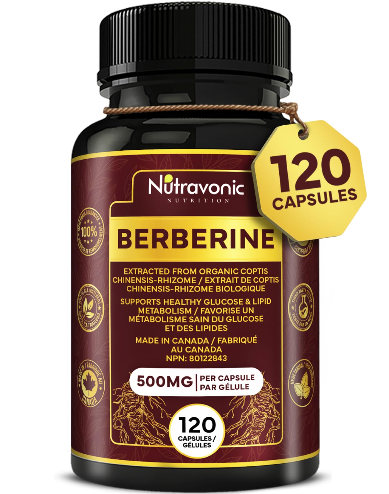 New! Nutravonic Berberine 1000mg per Serving from Organic Sources (120 ...