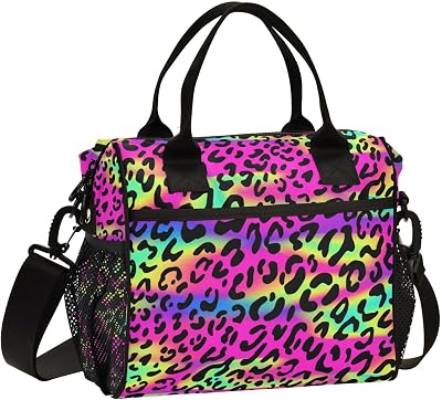 Amazon.com: Leopard Raibow Fashion Insulated Lunch Bag Cheetah Colorful ...
