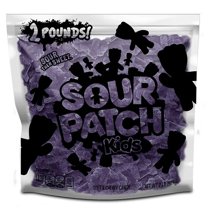 Amazon.com : SOUR PATCH KIDS Purple Grape Soft & Chewy Candy, 2 lb Bag ...