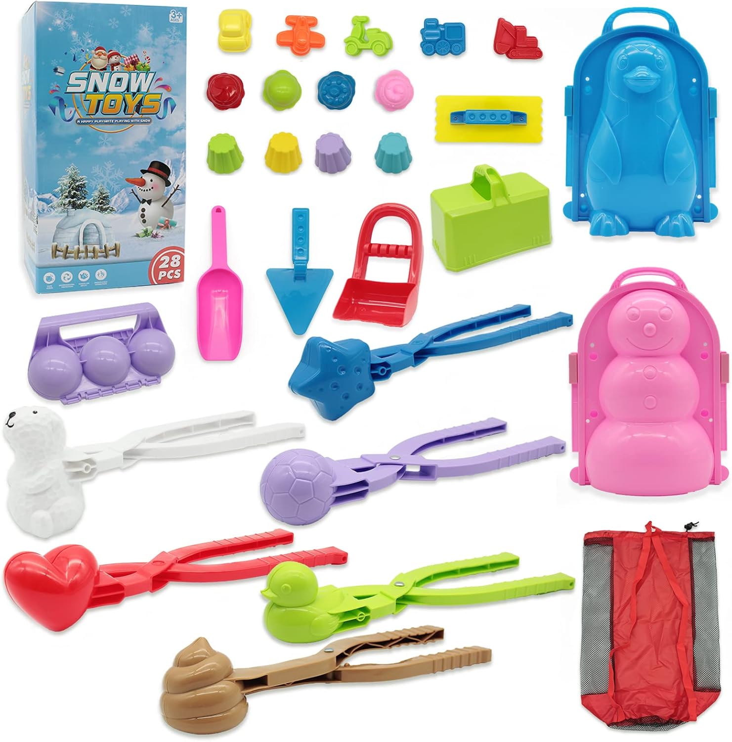 Amazon.com: 28 PCS Snow Toys，Snowball Maker Tool Winter Snow Toys ,Kit ...