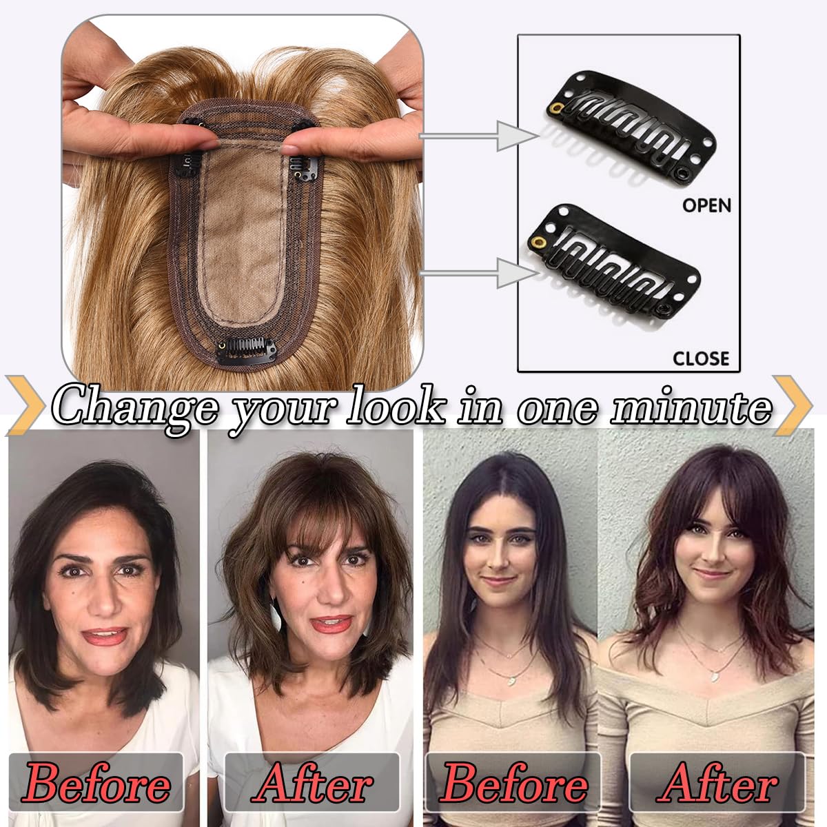 RICH BRIA Hair Toppers for Women with Thinning Hair Real Human Hair ...