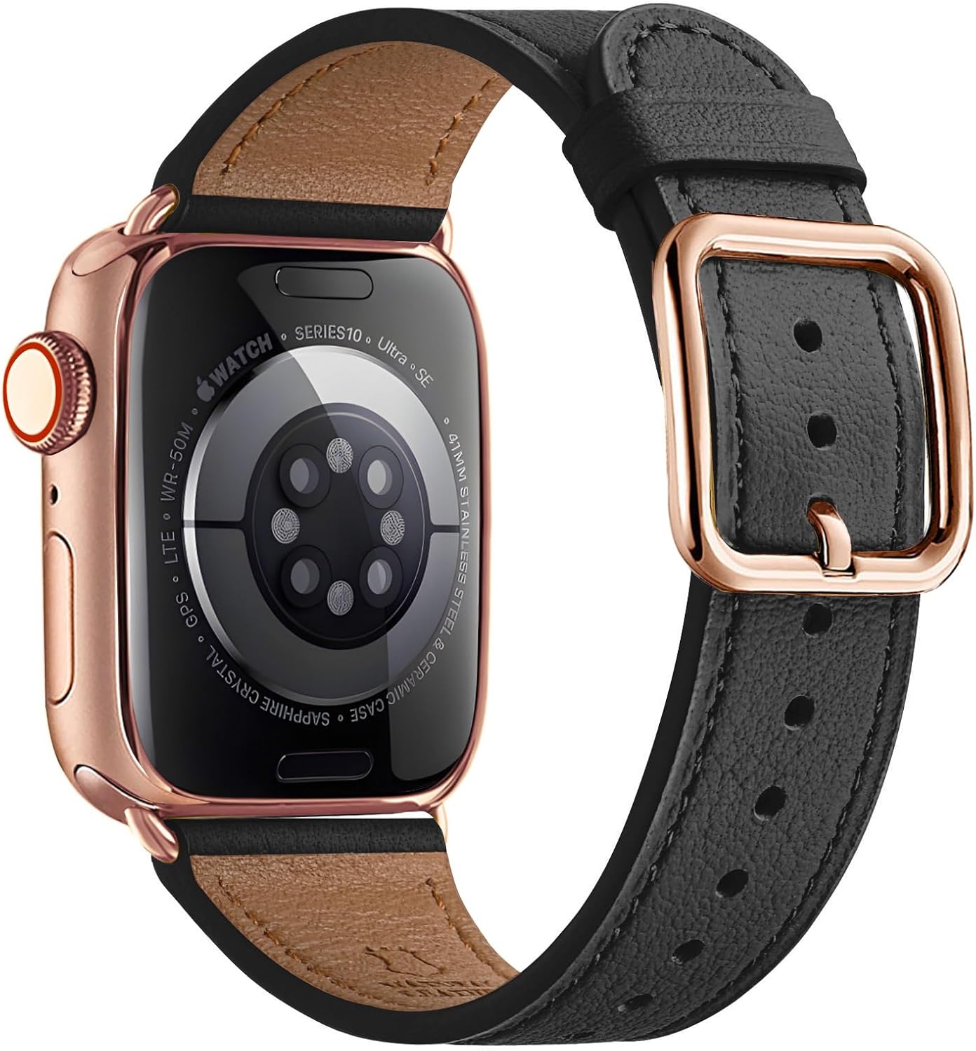 MNBVCXZ Pulseira de substituição de couro genuíno para Apple Watch ...