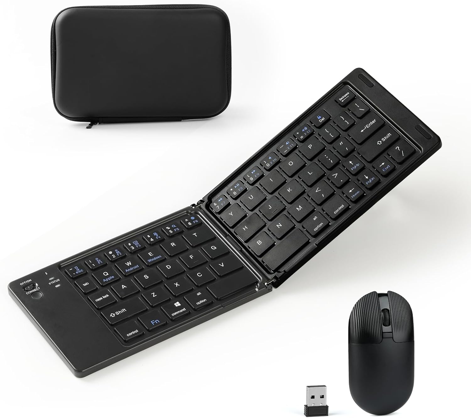 Amazon.com: Foldable Keyboard and Mouse, 2.4G Wireless+Dual Bluetooth5 ...