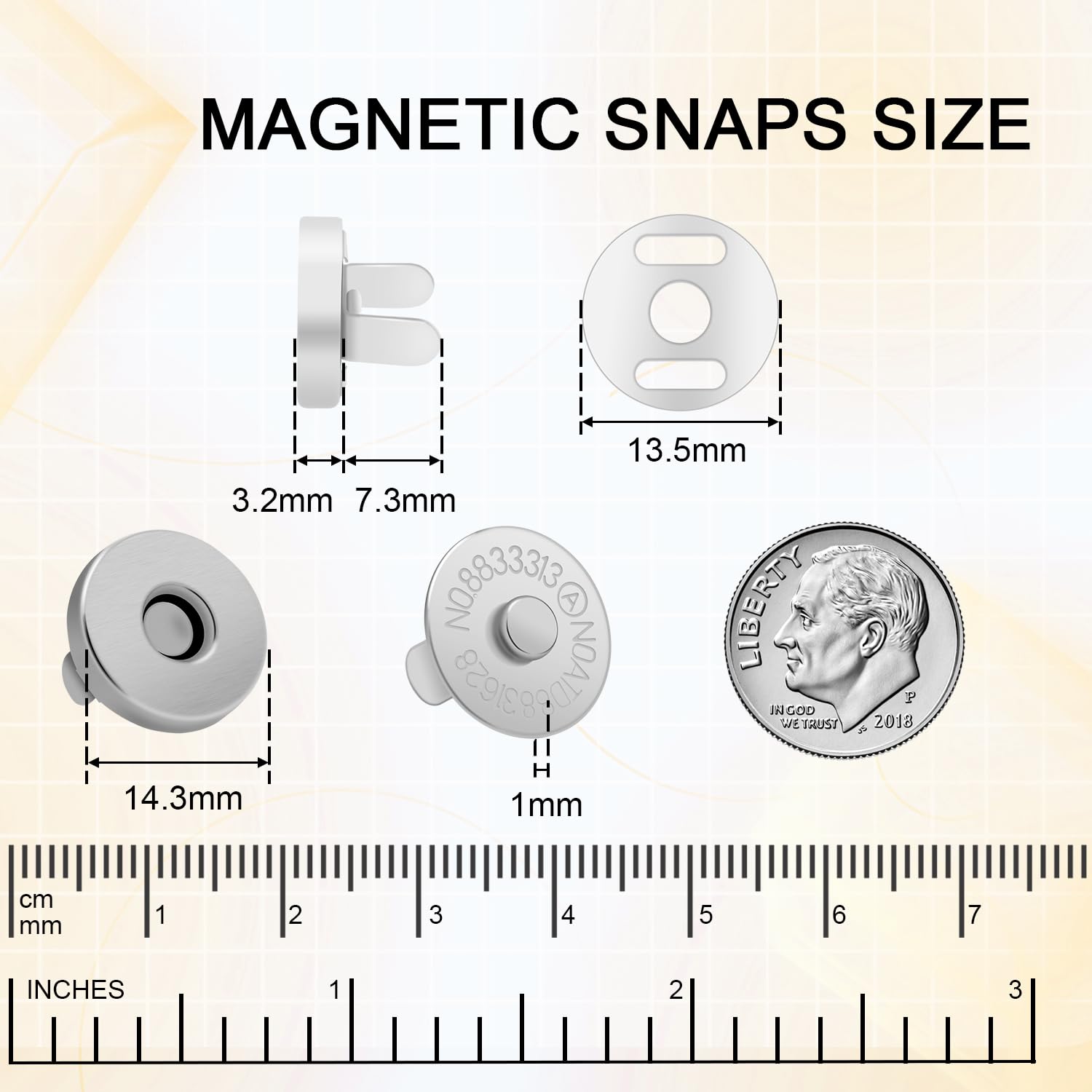 Snapklik.com : 24Sets Magnetic Snaps For Purse Closures 14mm Magnetic ...