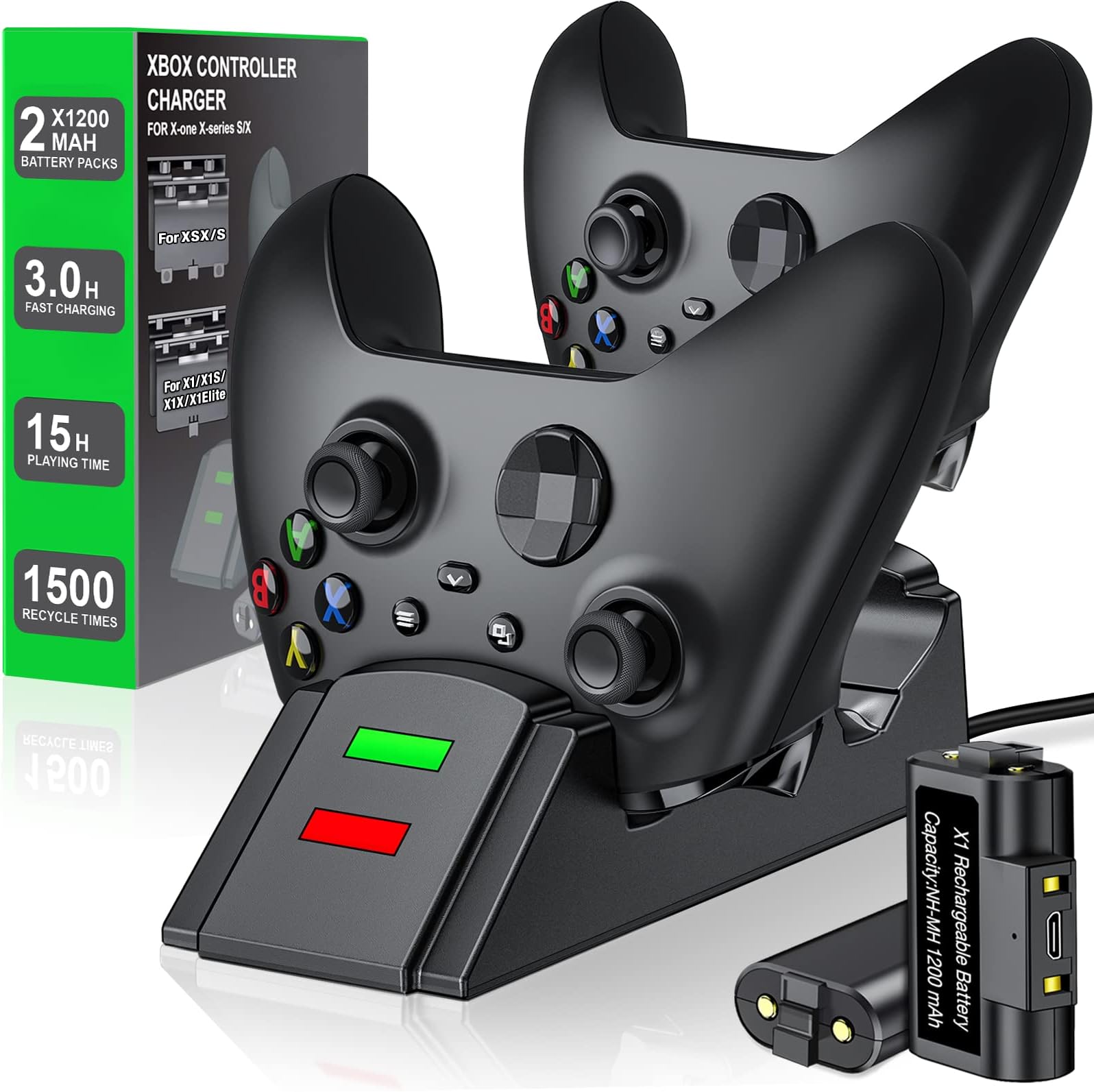 Amazon.com: Xbox Controller Battery Pack - 2x 1200mAh Rechargeable ...