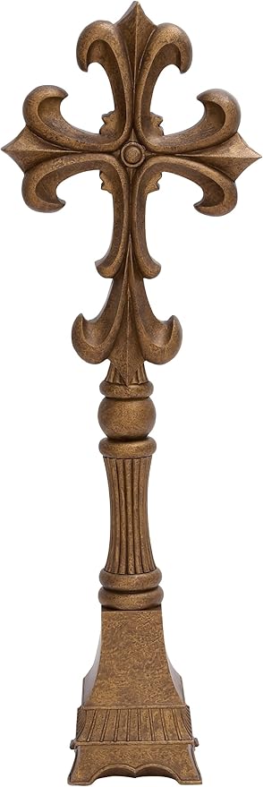 Amazon.com: Deco 79 Poly-Stone Cross Finial, 36 by 12-Inch, Brown ...