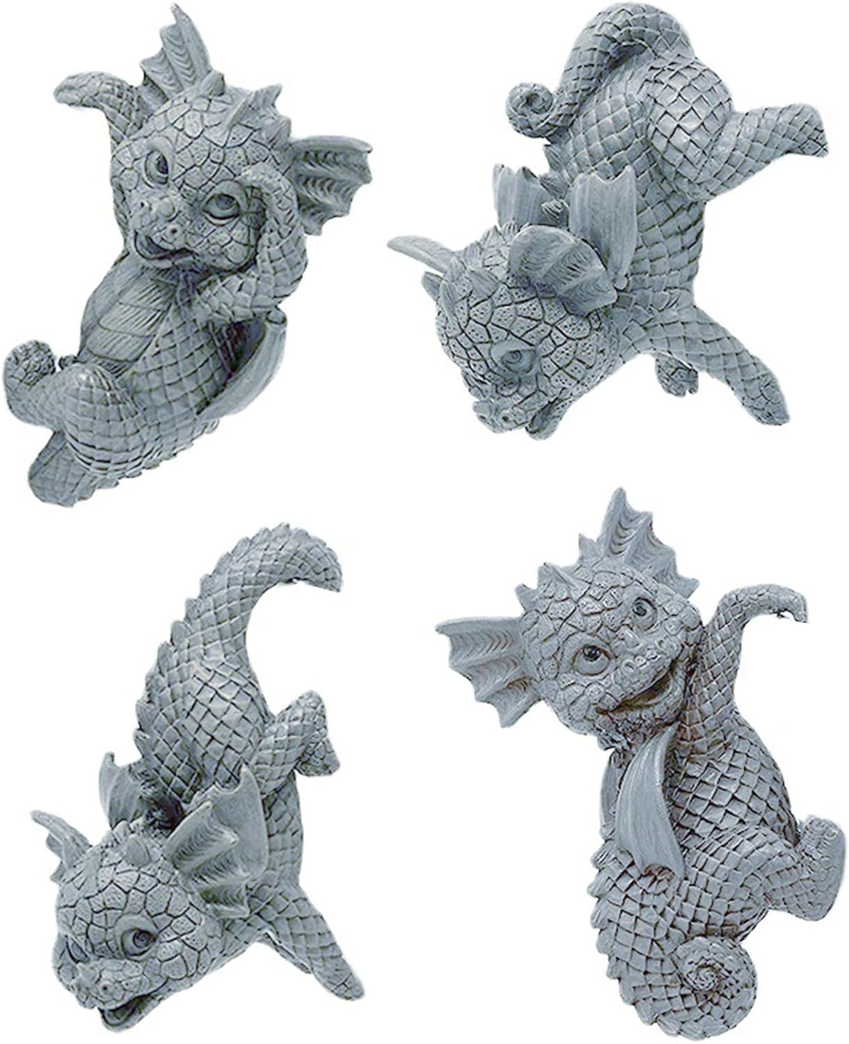 Amazon.com : SamFansar 4Pcs Cute Baby Dragon Figurines, Realistic ...