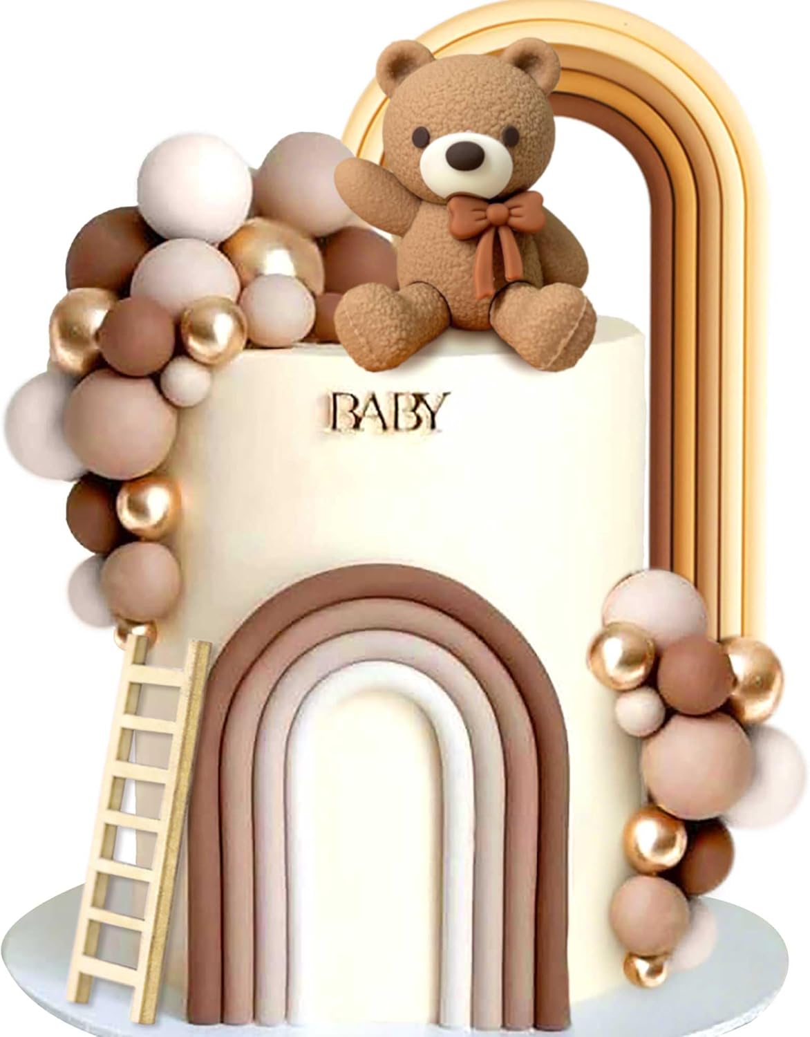 Amazon.com: LaVenty Brown Bear Cake Decoration Beige Brown Balls Cake ...