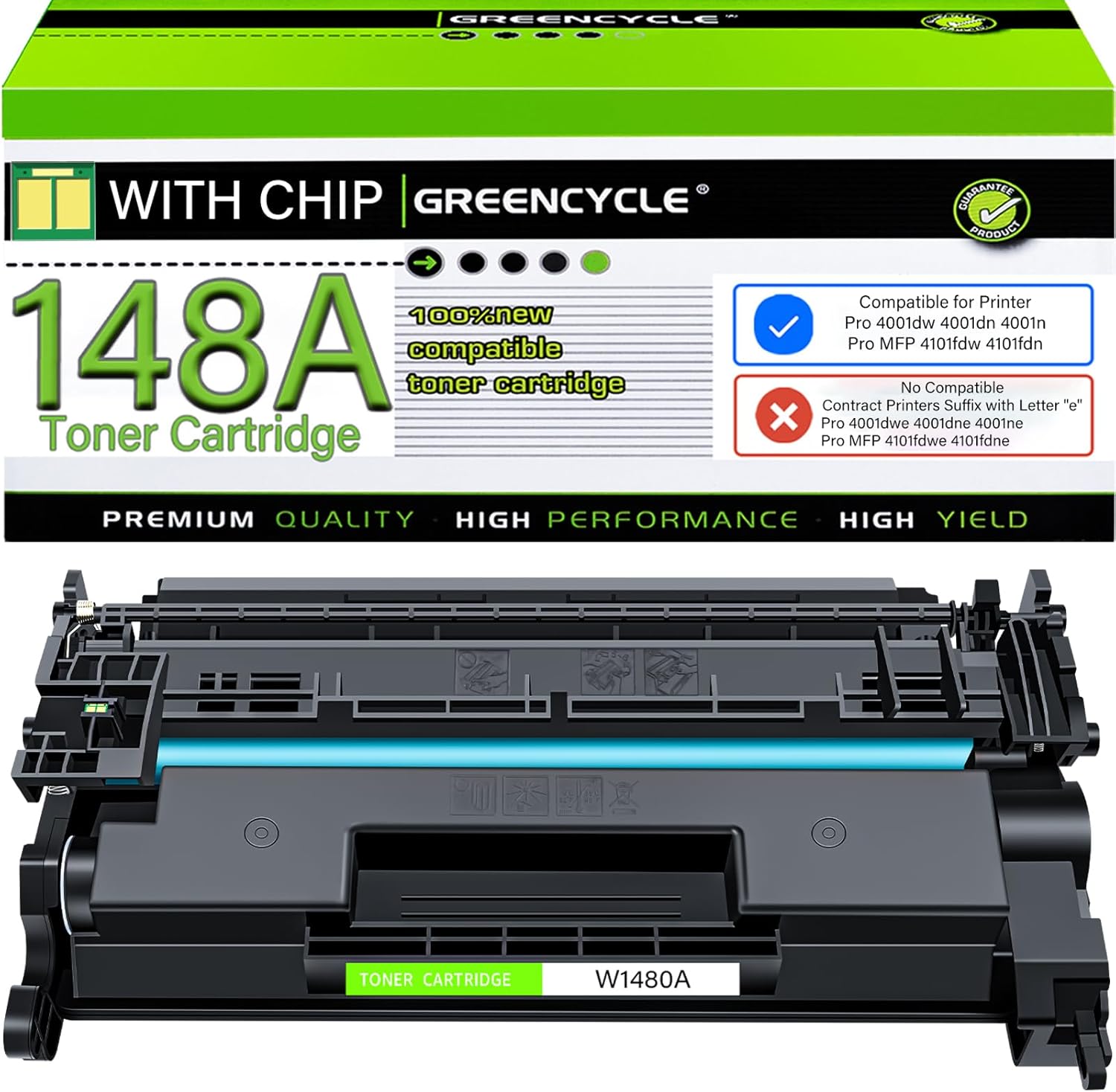 Amazon.com: greencycle 148A with Chip W1480A Toner Cartridge ...