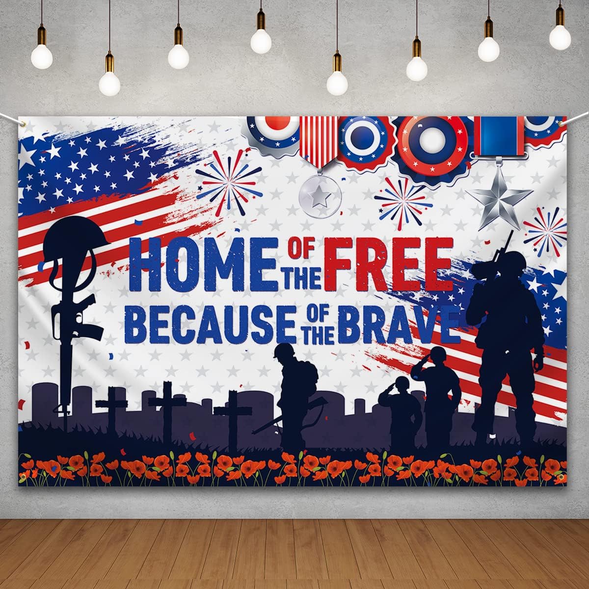 Amazon.com : Patriotic Soldier Backdrop,4th of July Home of The Free ...