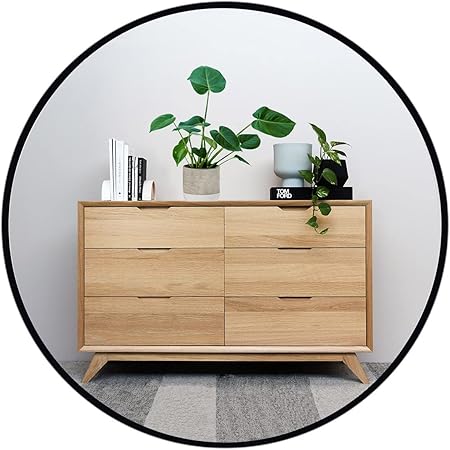 Amazon.com: BEAUTYPEAK 20 Inch Round Mirror, Black Metal Frame Circle ...