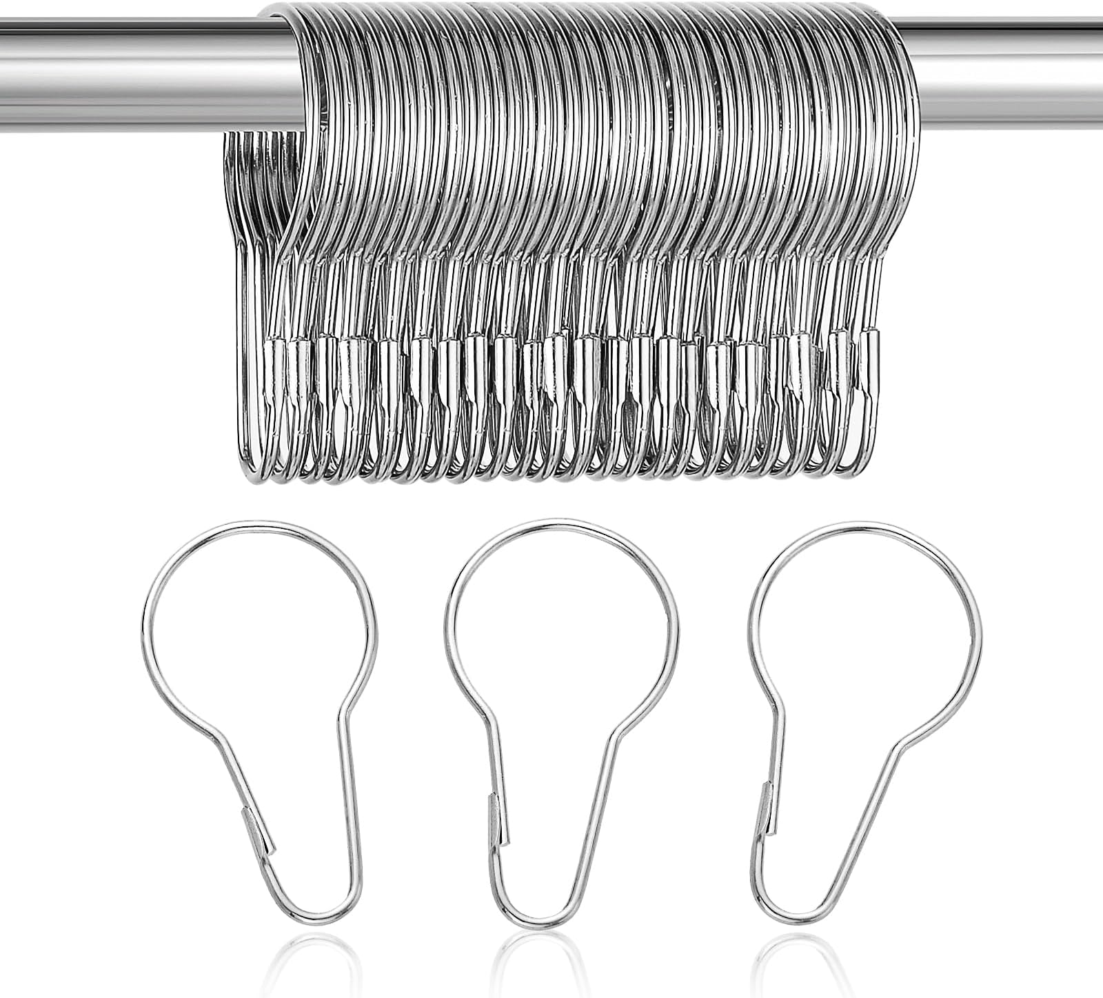 Amazon.com: 40 Pcs Stainless Steel Shower Curtain Hooks Rust-Resistant ...