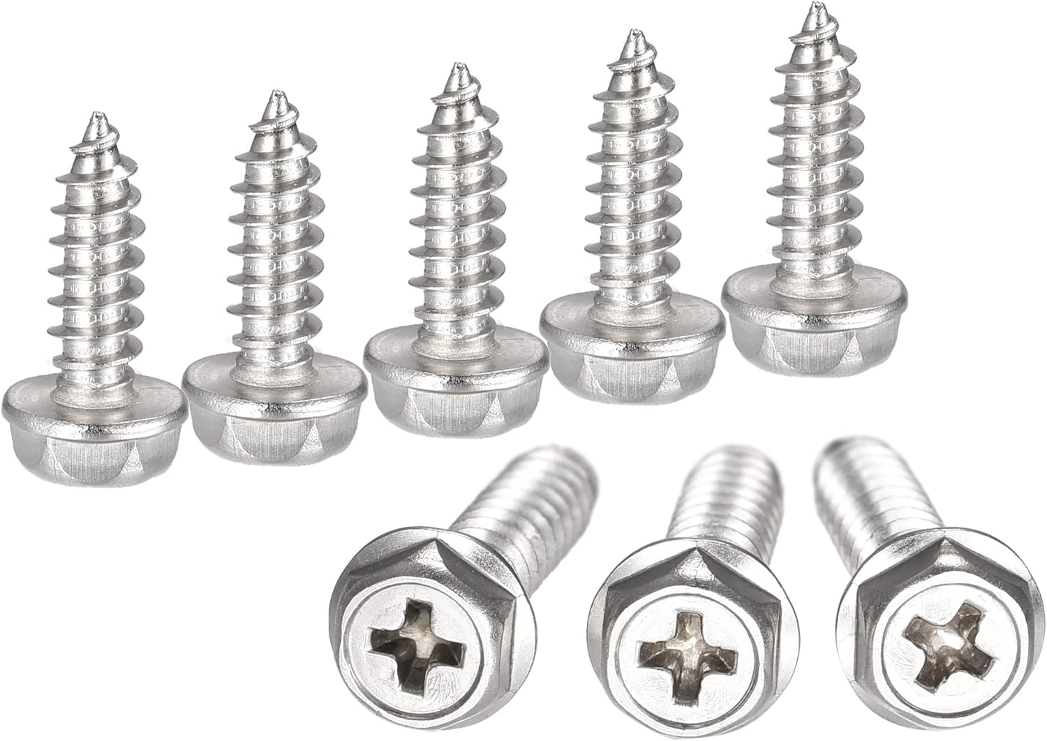 sourcing map Phillips Hex Washer Self Tapping Screws, M5 x 16mm 304 ...