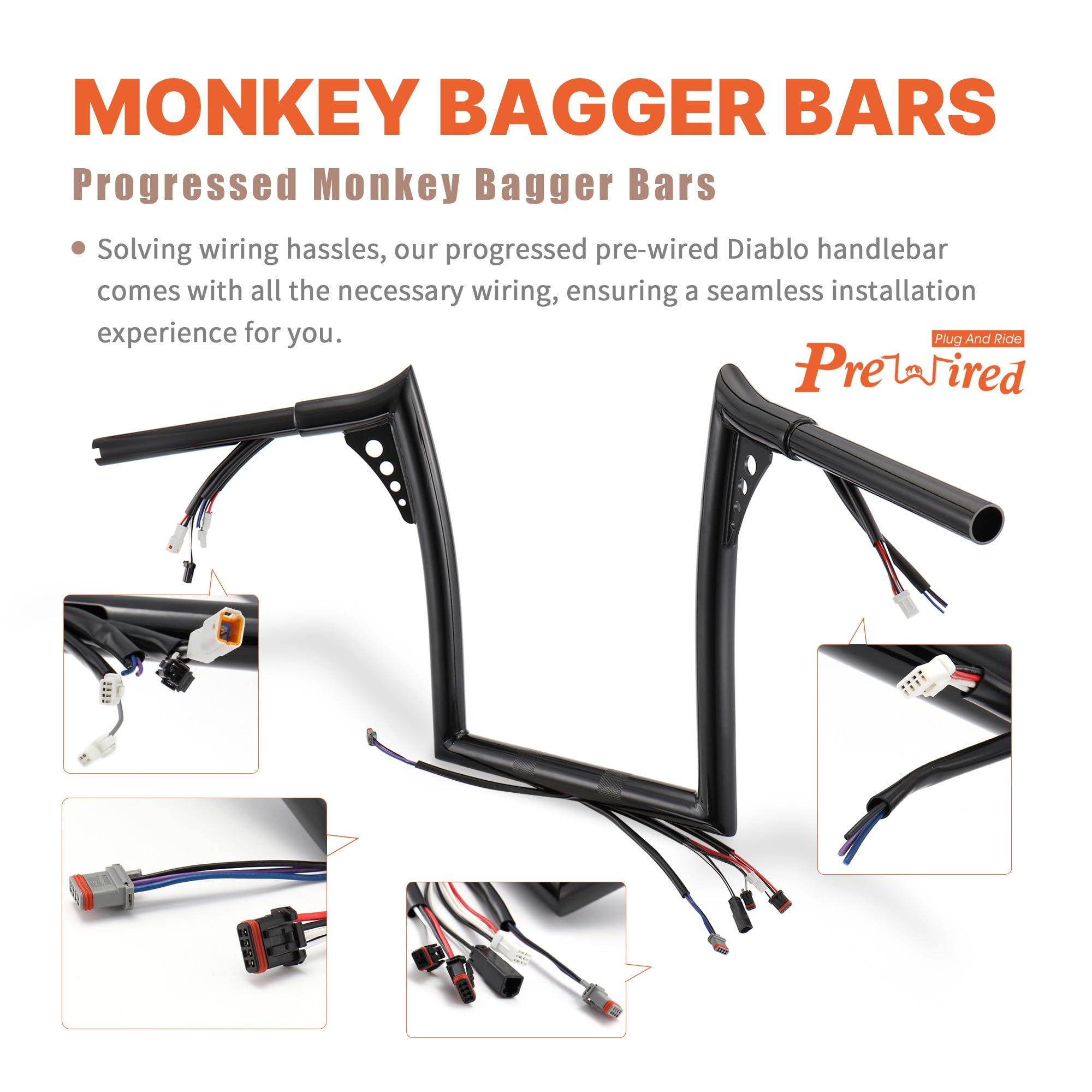 Snapklik.com : Prewired 12 Inch Bat-wing Ape Hangers Road King Special ...