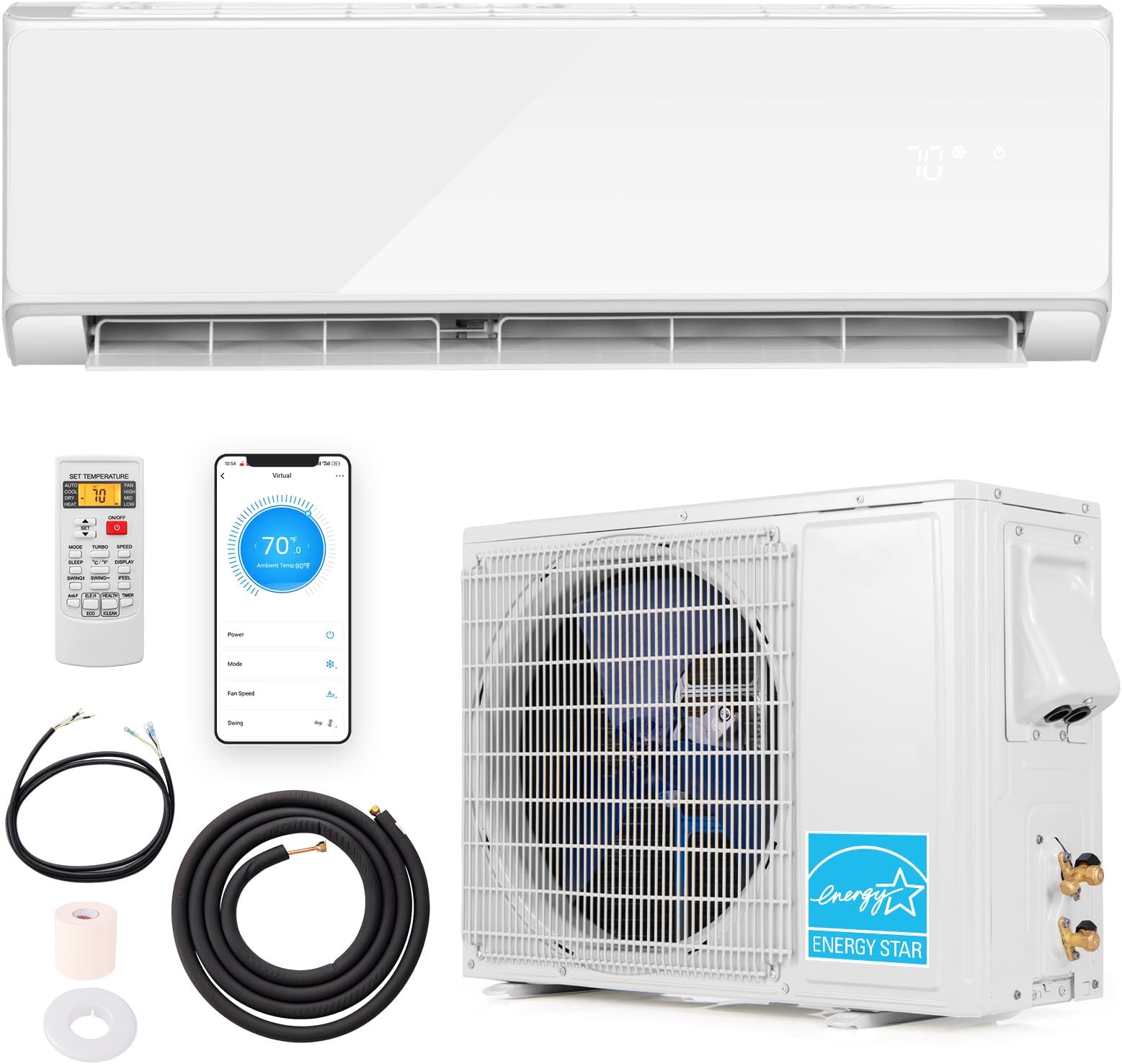 SIMOE Mini Split Air Conditioner Inverter Heat Pump, 12,000BTU 208-230V ...