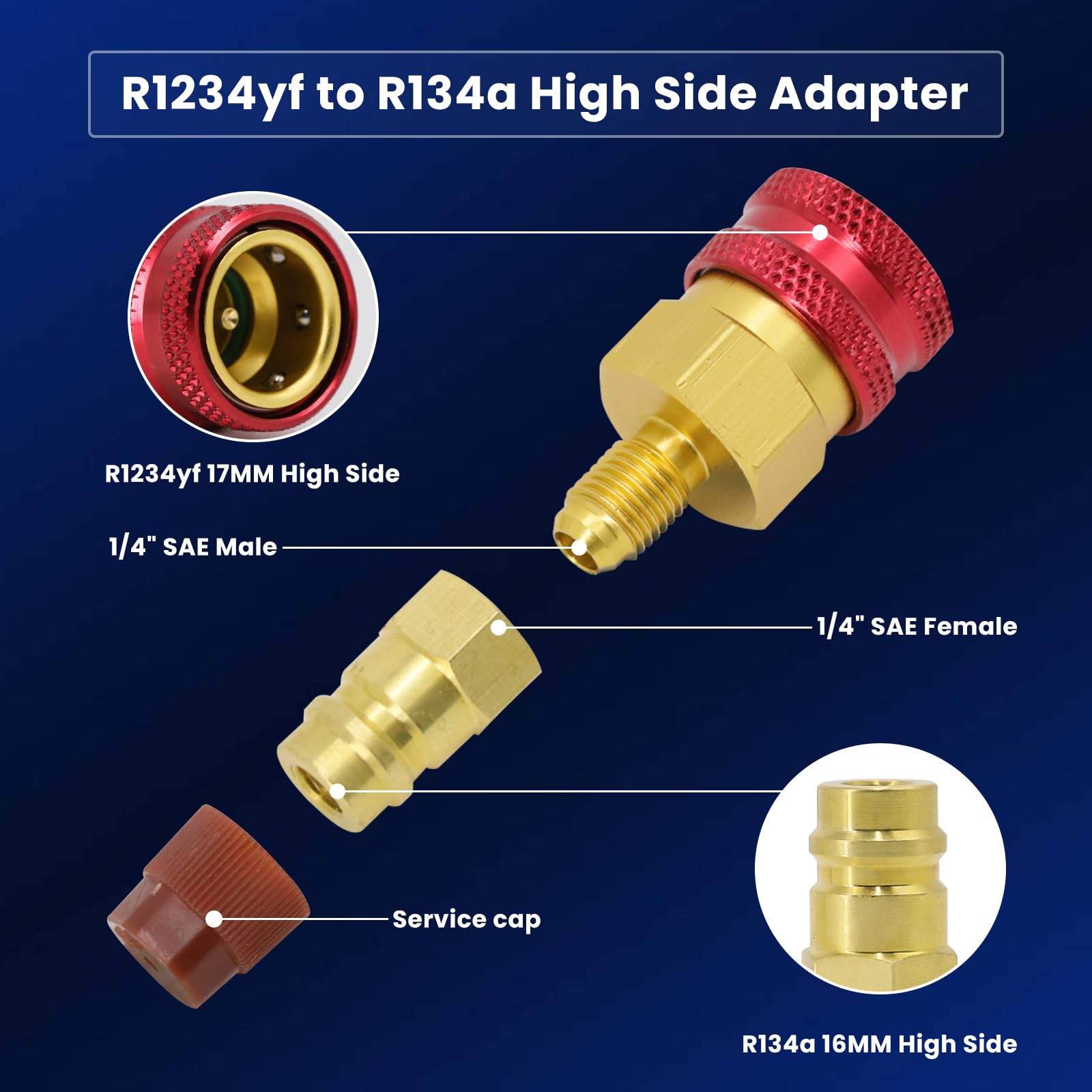 Car Air Conditioning R1234YF To R134a Low Side Coupler Adapter Car A/C ...