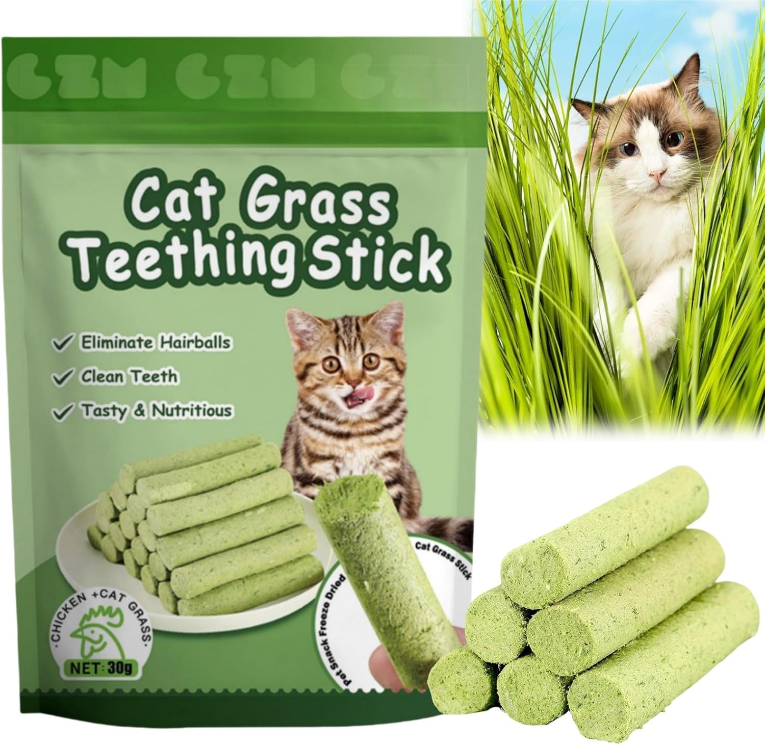 6Pcs Cat Grass Teething Stick,Cat Grass Sticks,Cat Chew Sticks,Cat ...
