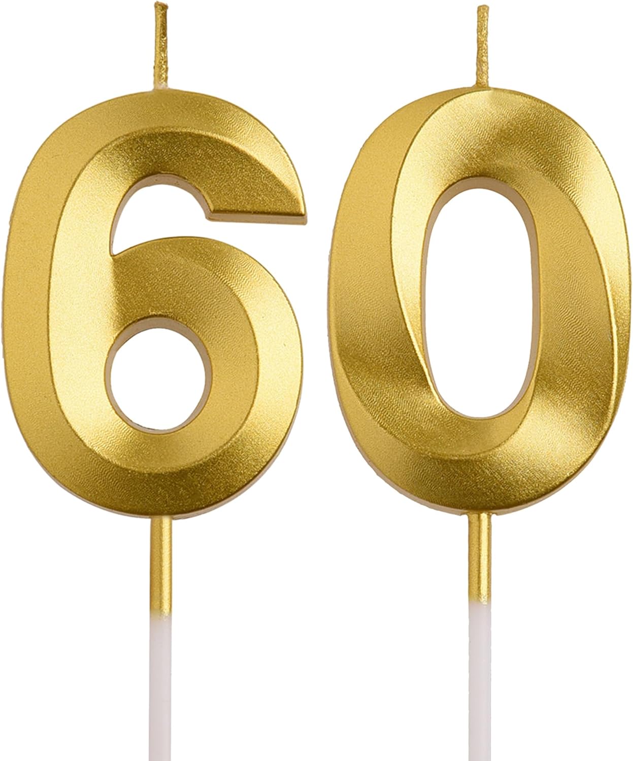 Amazon.com: AOOLADA 60th Birthday Candles, Gold 60 Year Old Number ...